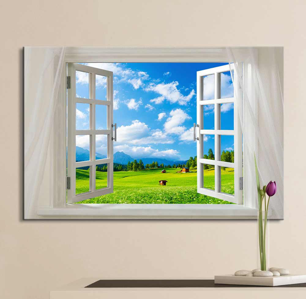 IDEA4WALL " Glimpse Into Blue Sky And Green Grass Land Nature Open ...