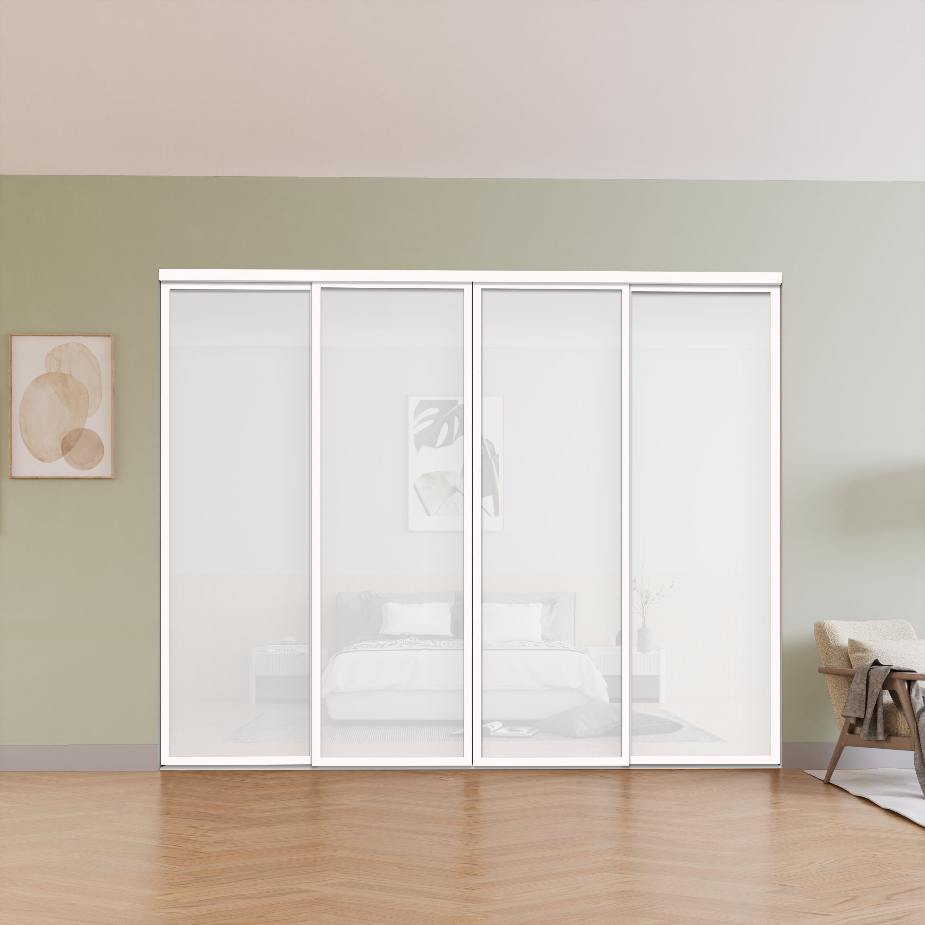 The Sliding Door Company 4 - Panel Frosted Glass Sliding Closet Doors ...