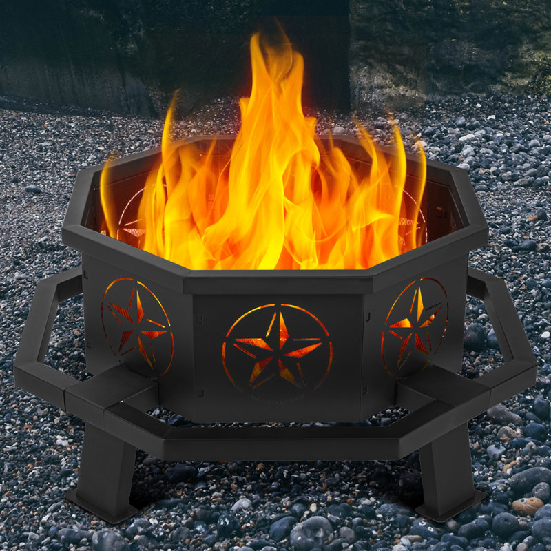 Red Barrel Studio® 35Inch Eesha Steel Wood Burning Outdoor Fire Pit ...