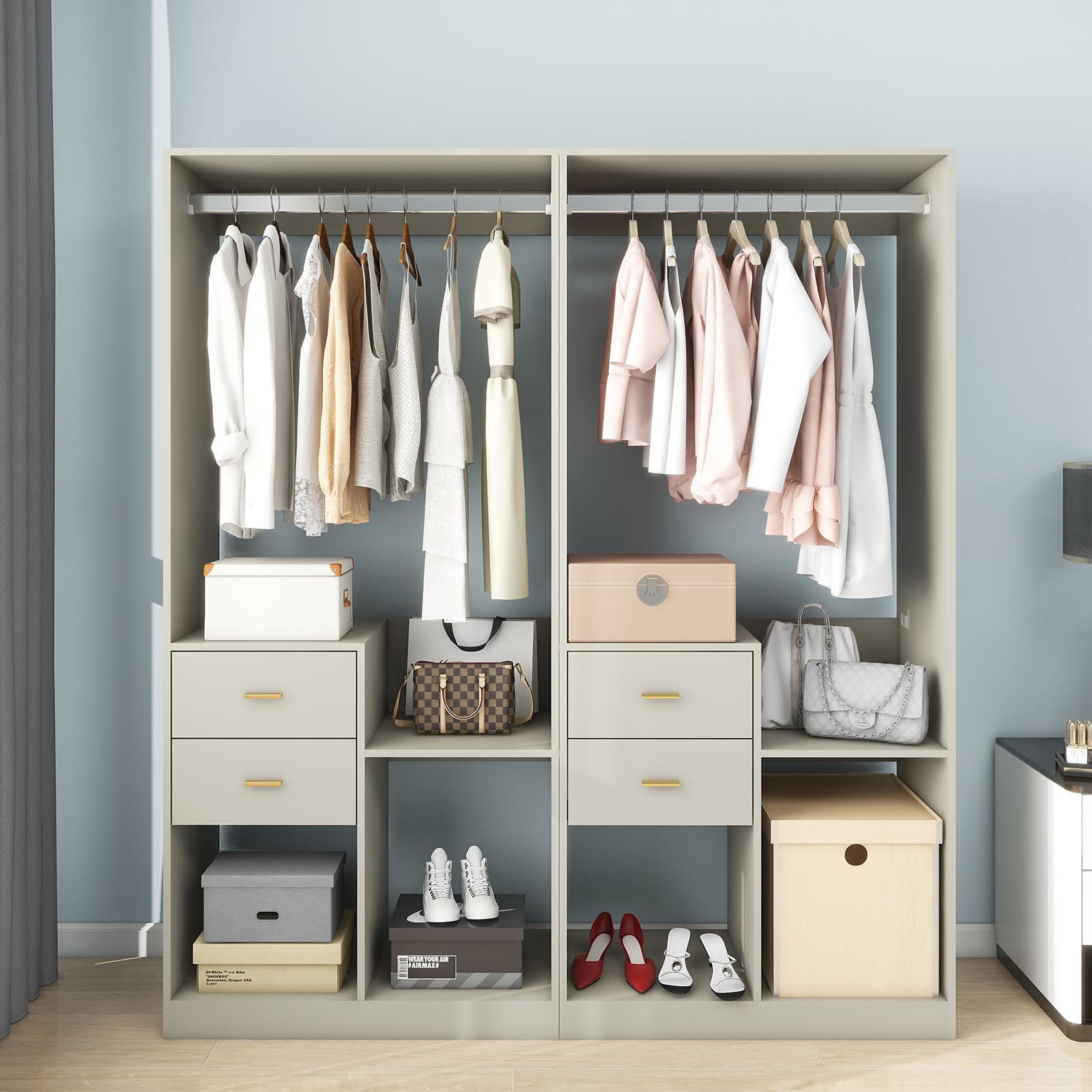 Latitude Run® Freestanding Closet System: Stand-alone Closet Storage ...