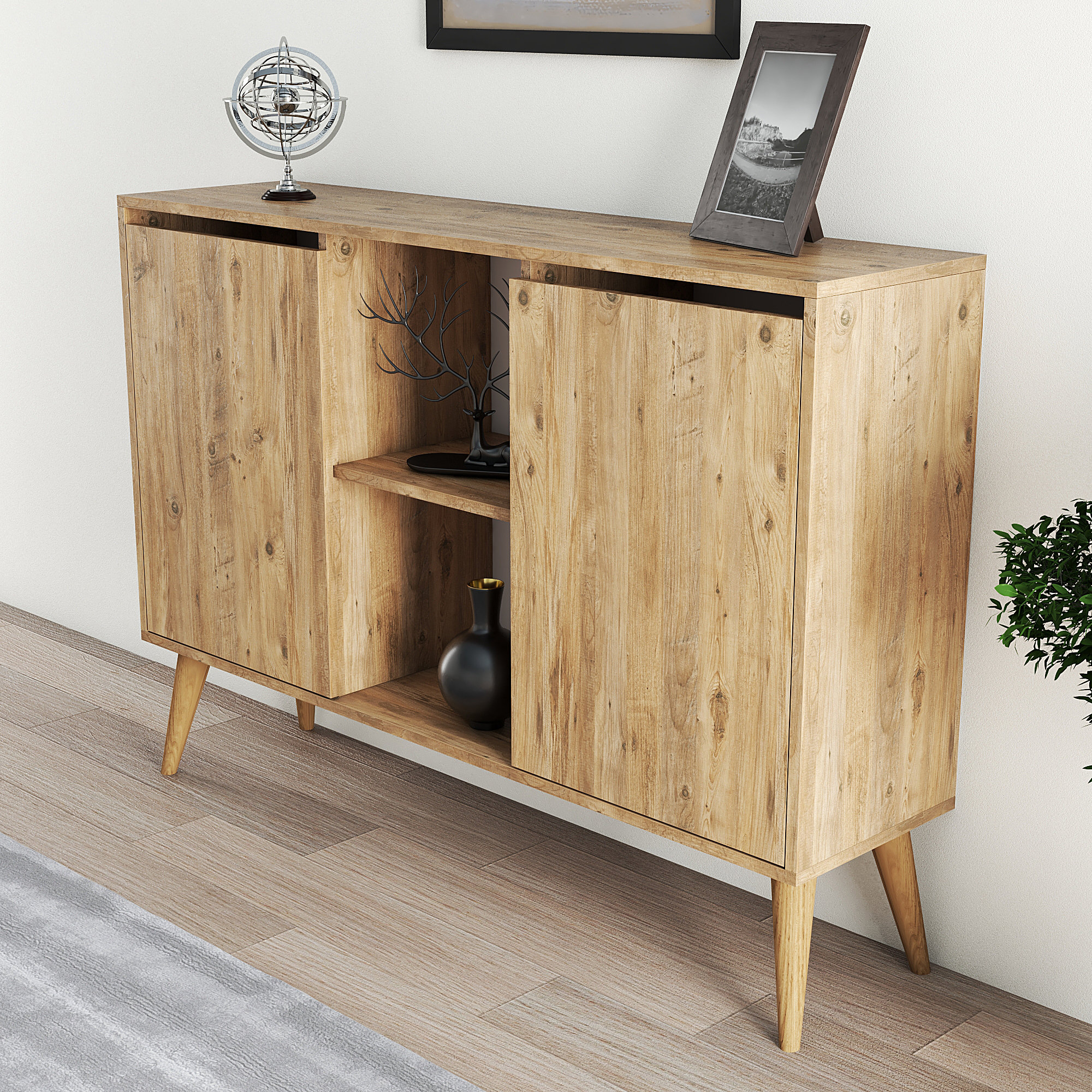 Millwood Pines Cardale Console Table Rustic Accent Chest Cabinet ...