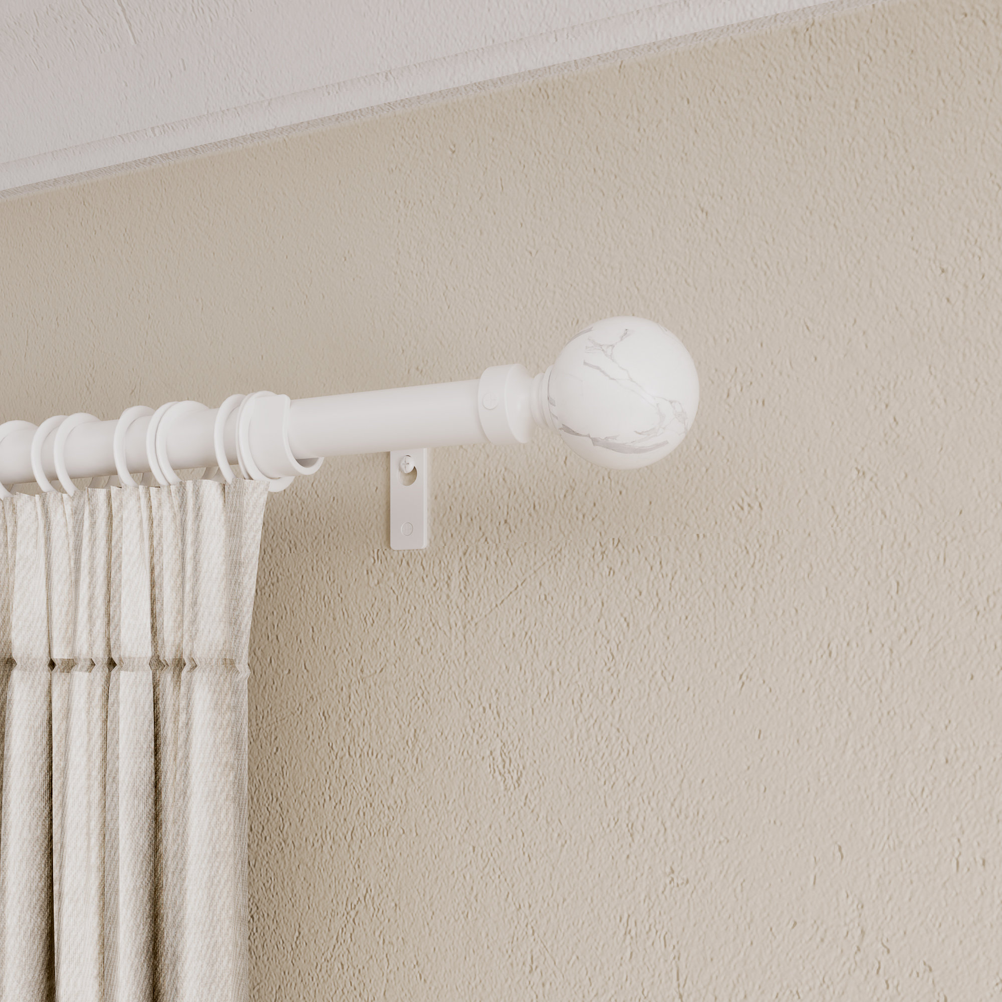 Ivy Bronx Adjustable Single Curtain Rod and Coordinating Finial Set ...