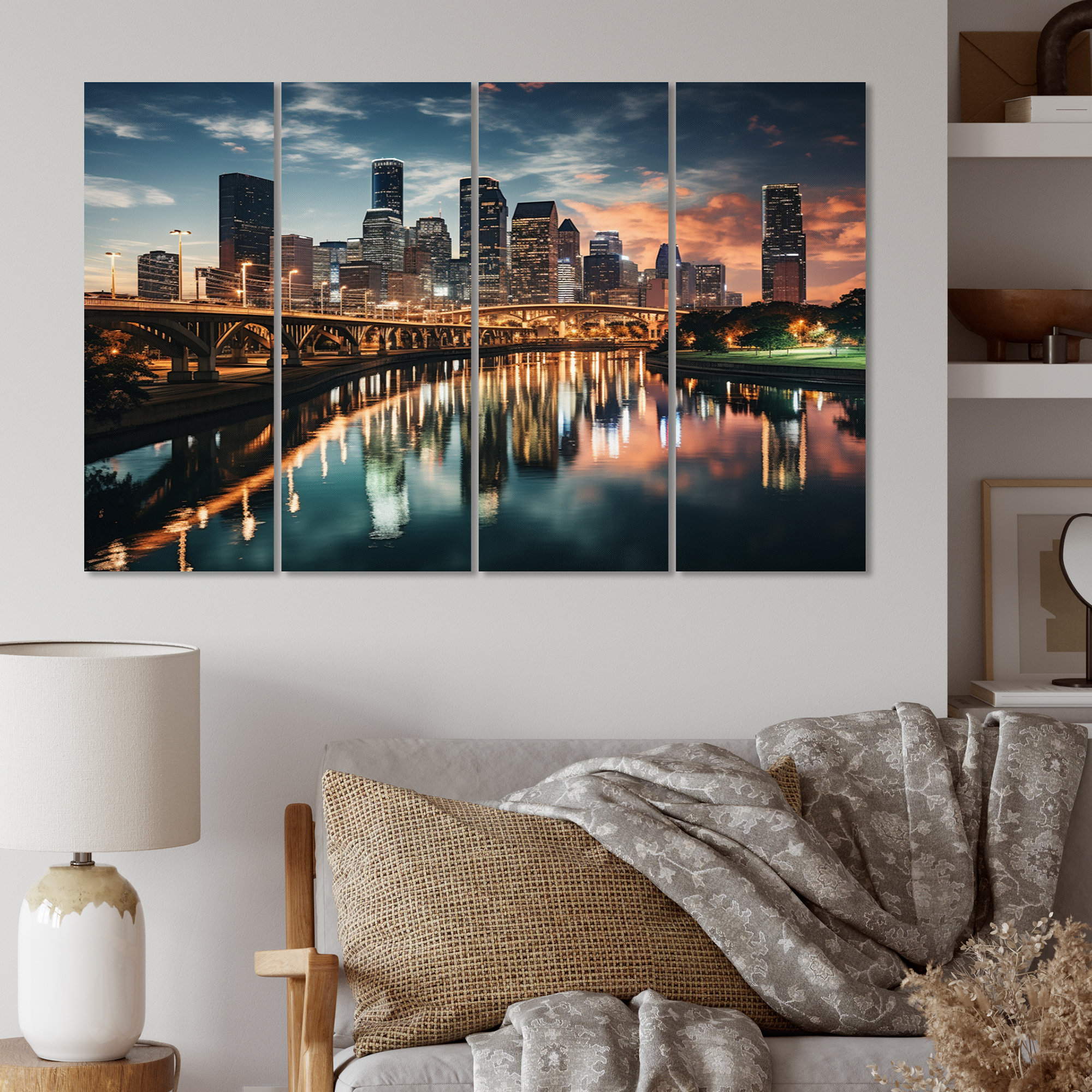 Design Art Houston City Horizons II - Houston Wall Art Print - 4 Panels ...