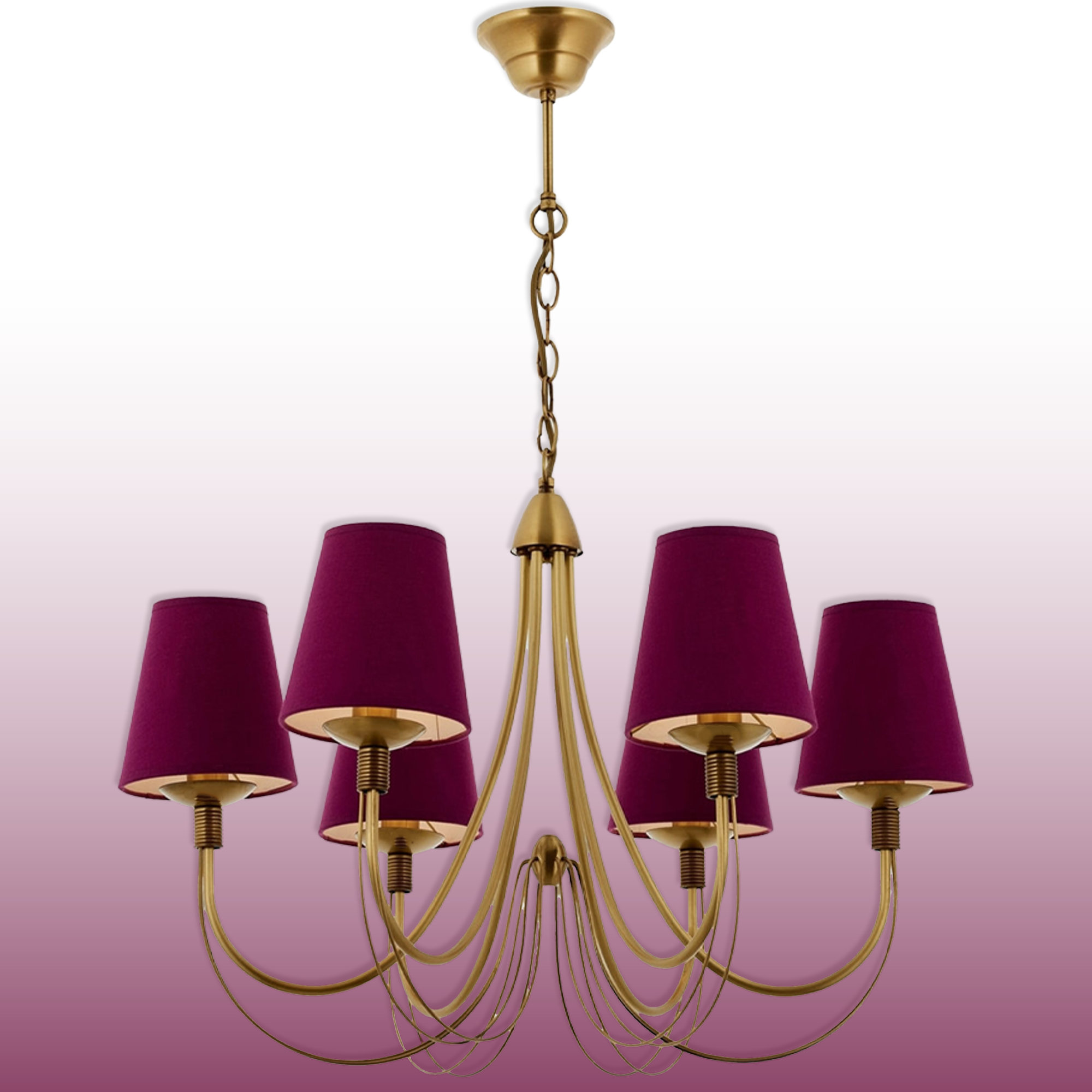 Rosdorf Park 6 Lights Metal Body Purple Fabric Cap Luxury Chandelier ...