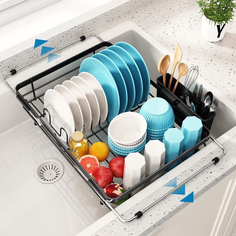 Fabhob Expandable Stainless Steel Dish Drainer for Inside Sink, Over ...