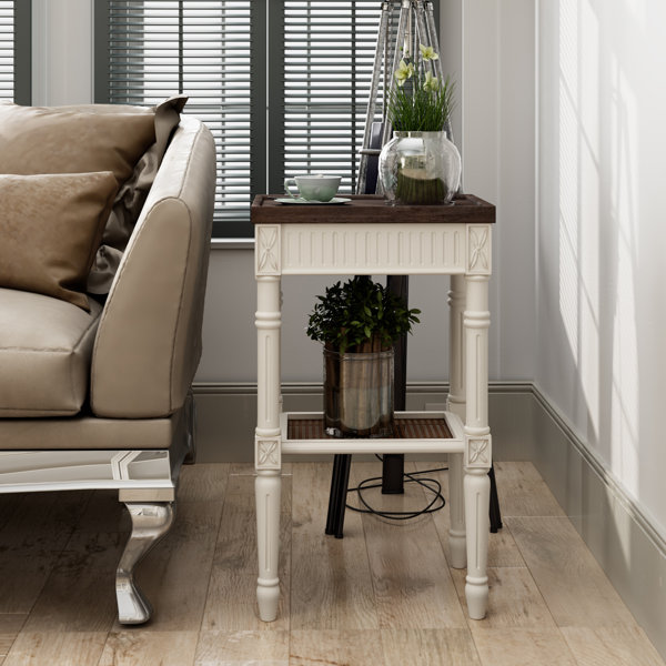 One Allium Way® Psomas Rustic Farmhouse Square End Table, Distressed ...