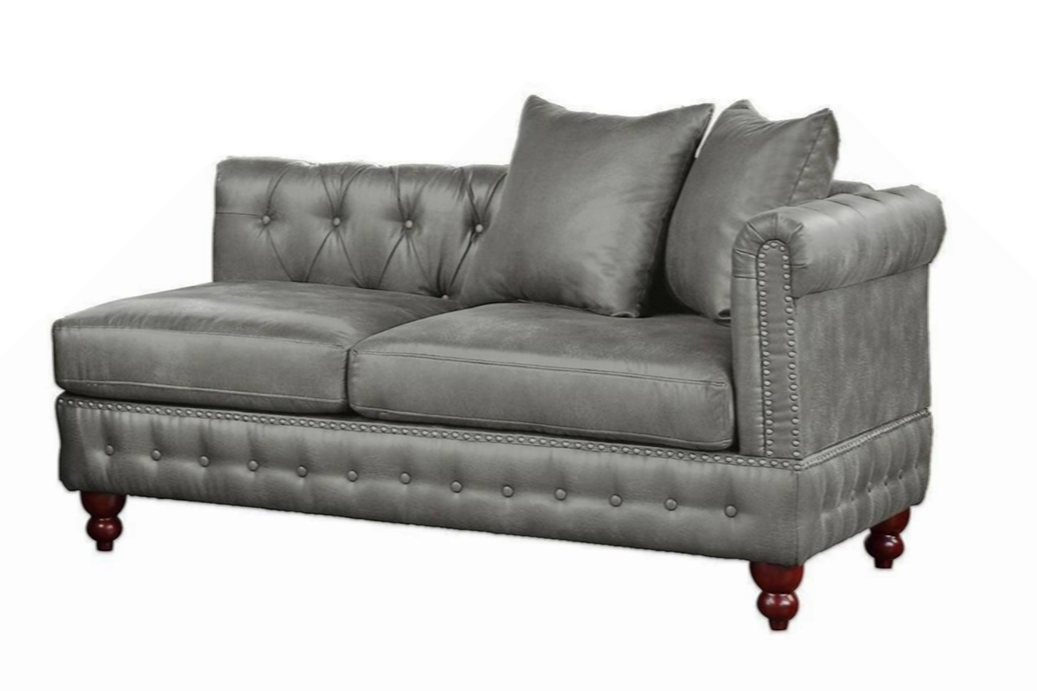 Canora Grey Reversible Arm Loveseat Breathable Leatherette Tufted Couch ...