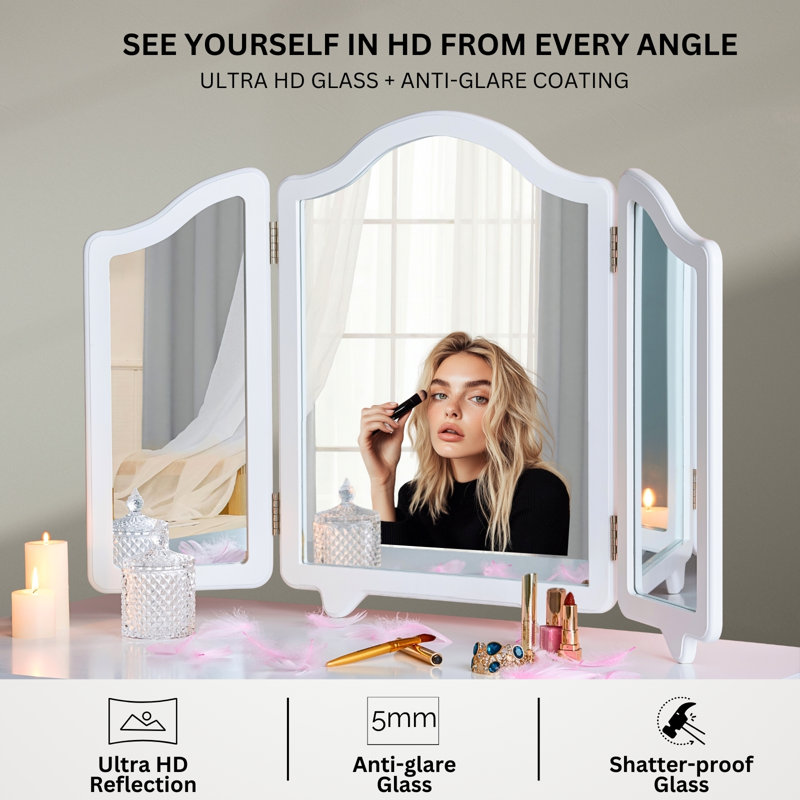 Winston Porter Tri-fold Makeup Mirror | Wayfair