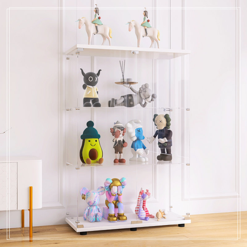 Delight Glass Display Stand,Glass Cabinet 3 Shelves with Door,Floor ...