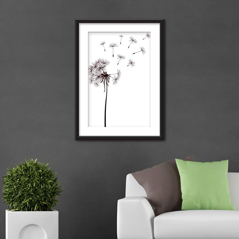 IDEA4WALL Black Paper Living Room Bedroom Dandelions Decoration Framed ...