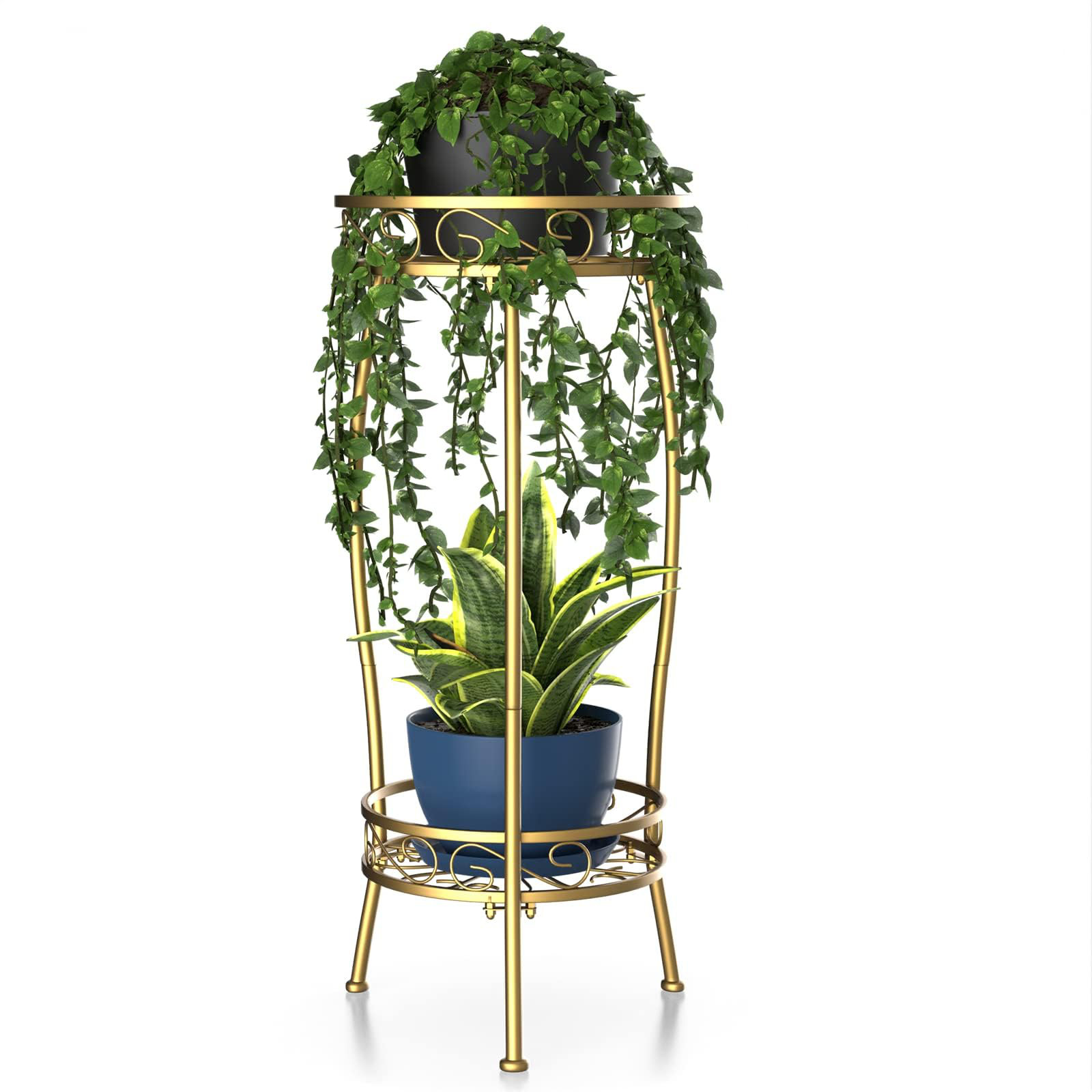 House of Hampton® Gold Metal Plant Stand - Stylish 2-Tier Indoor ...