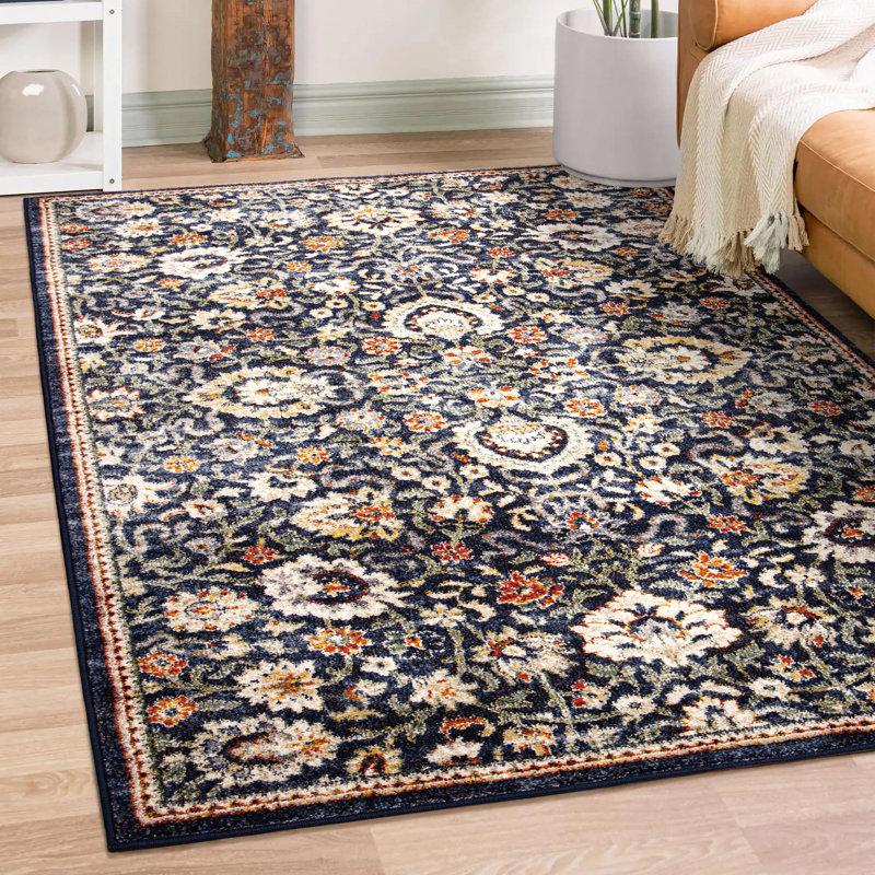 Bungalow Rose Performance Blue Rug | Wayfair