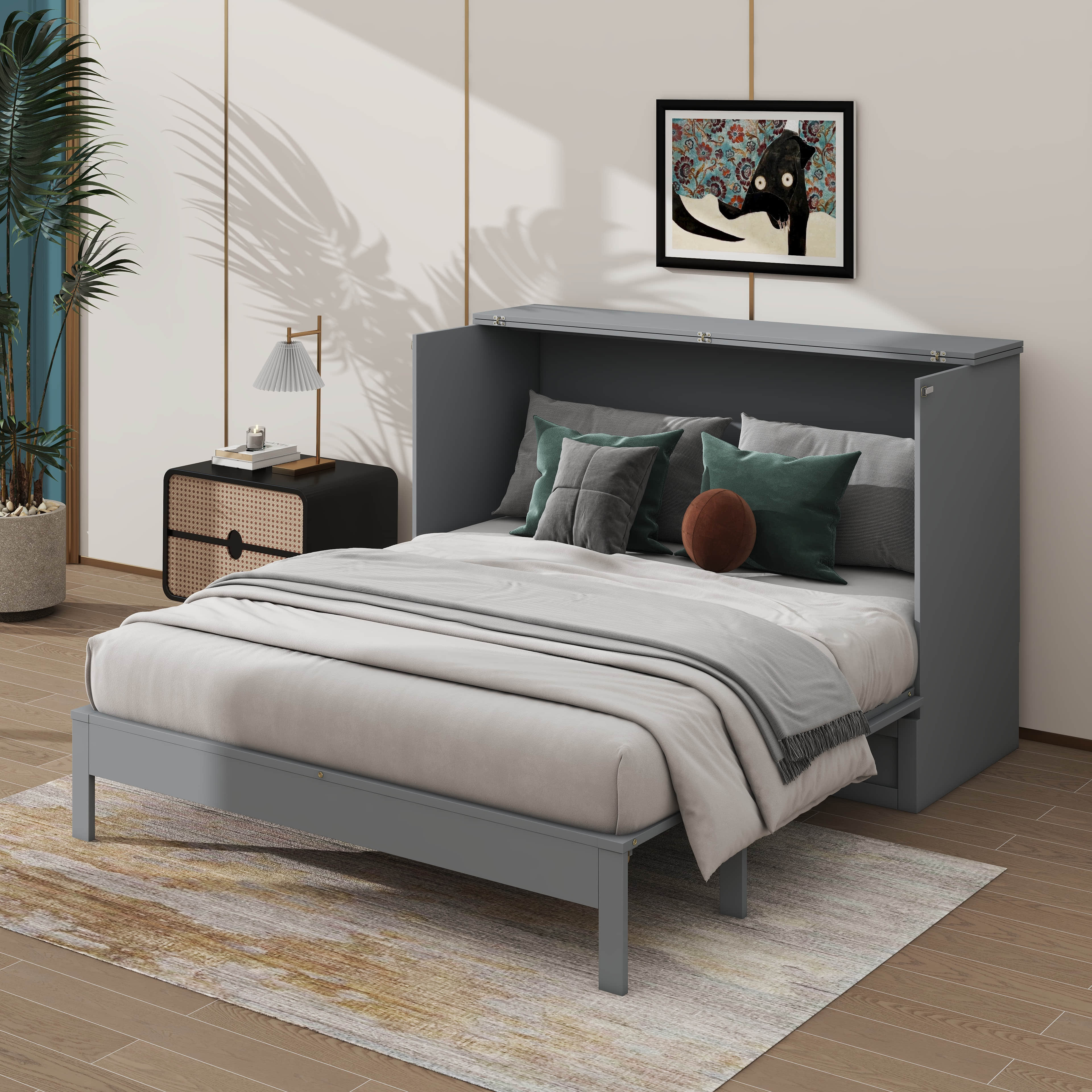 Lark Manor™ Functional Murphy Bed With Concealed Built-In Storage ...