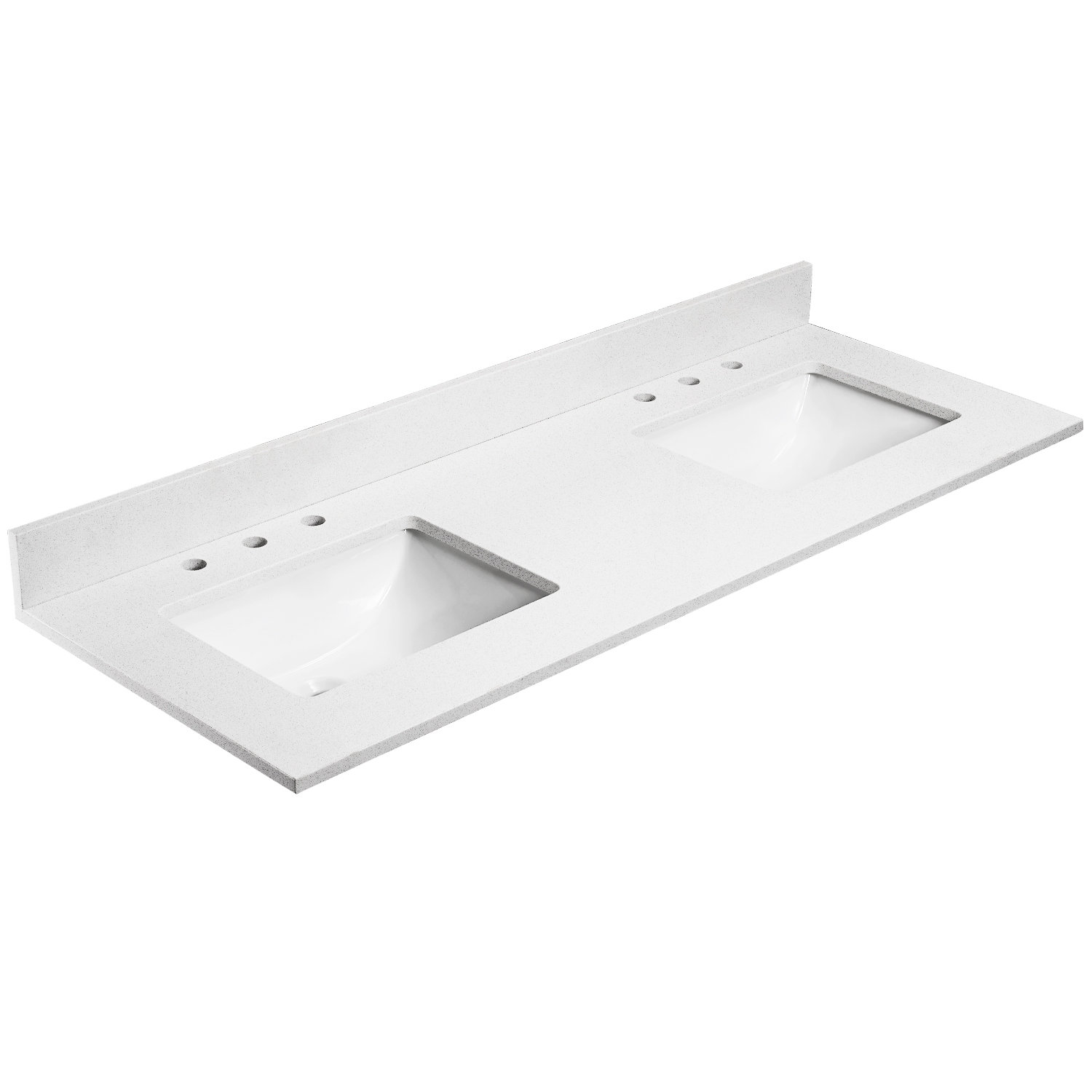 PROOX 72'' Quartz Stone Double Vanity Top with Sink and 3 Faucet Holes ...