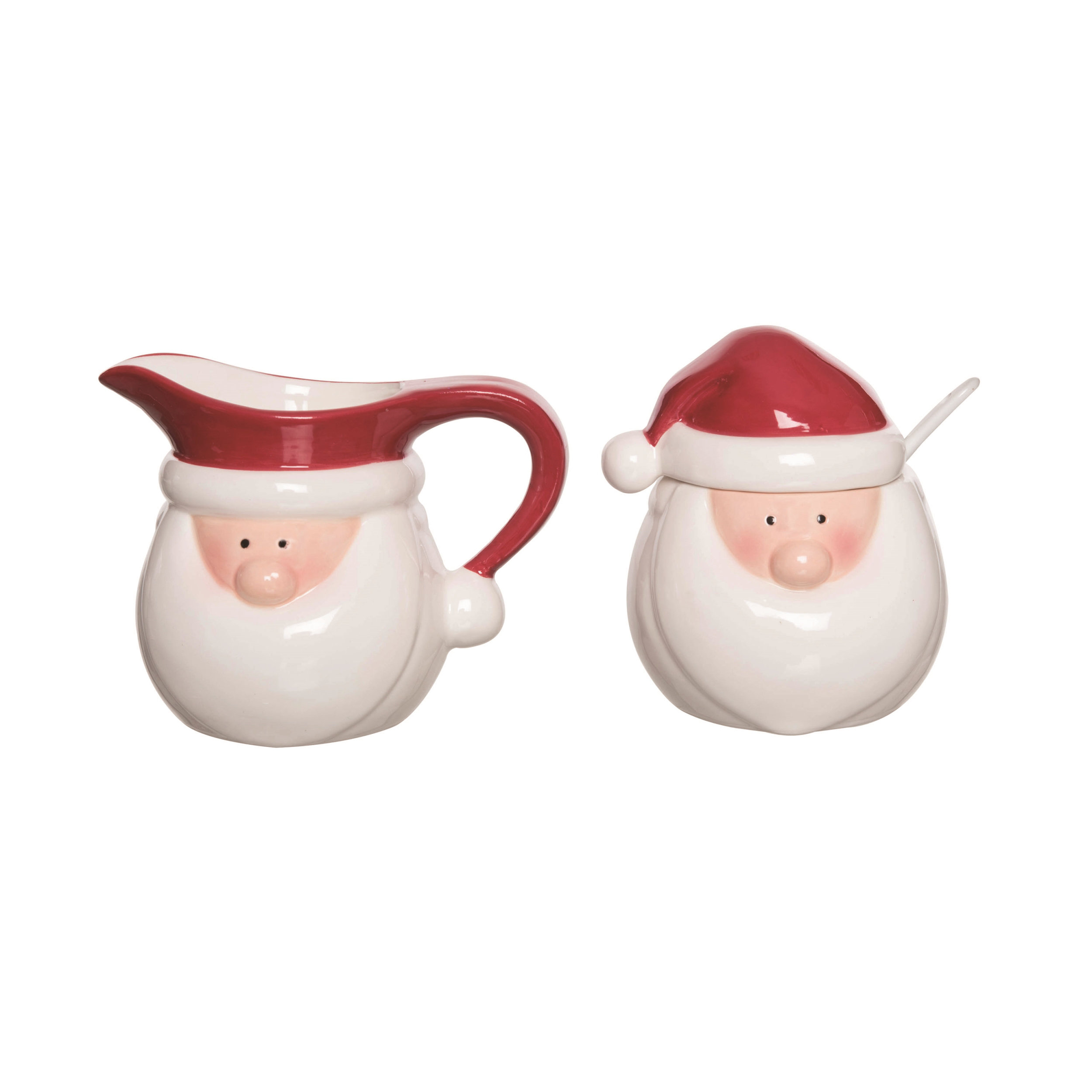 The Holiday Aisle® Christmas Ceramic Santa Sugar/Creamer Set of 2 ...
