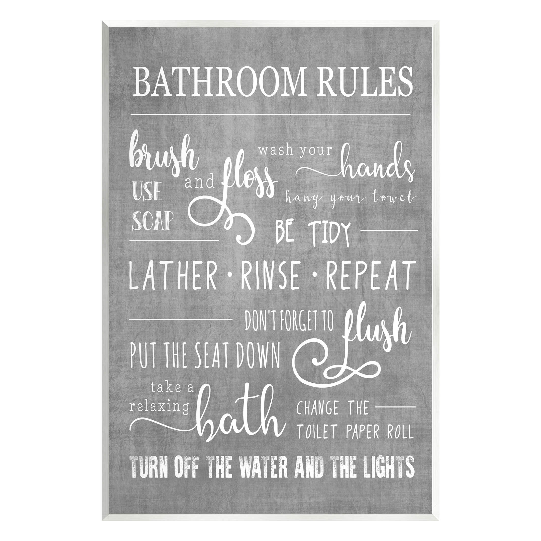 Stupell Industries Bathroom Rules List Sign Wall Plaque Art By Conrad ...