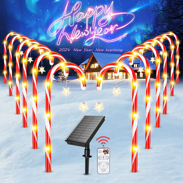 Jabel 21’’H Larger Solar Powered Christmas Candy Cane Lighted Display