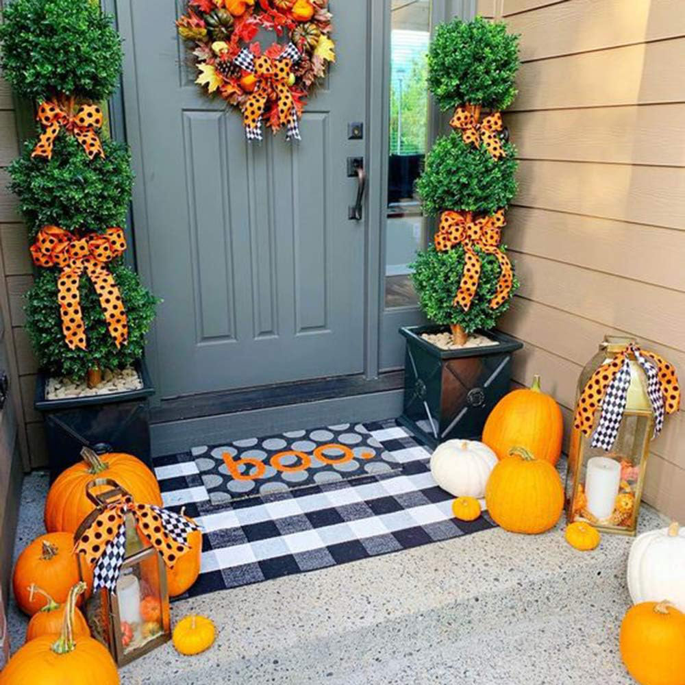 Gracie Oaks Buffalo Plaid Outdoor Rug, 3'X5' Black And White Check ...