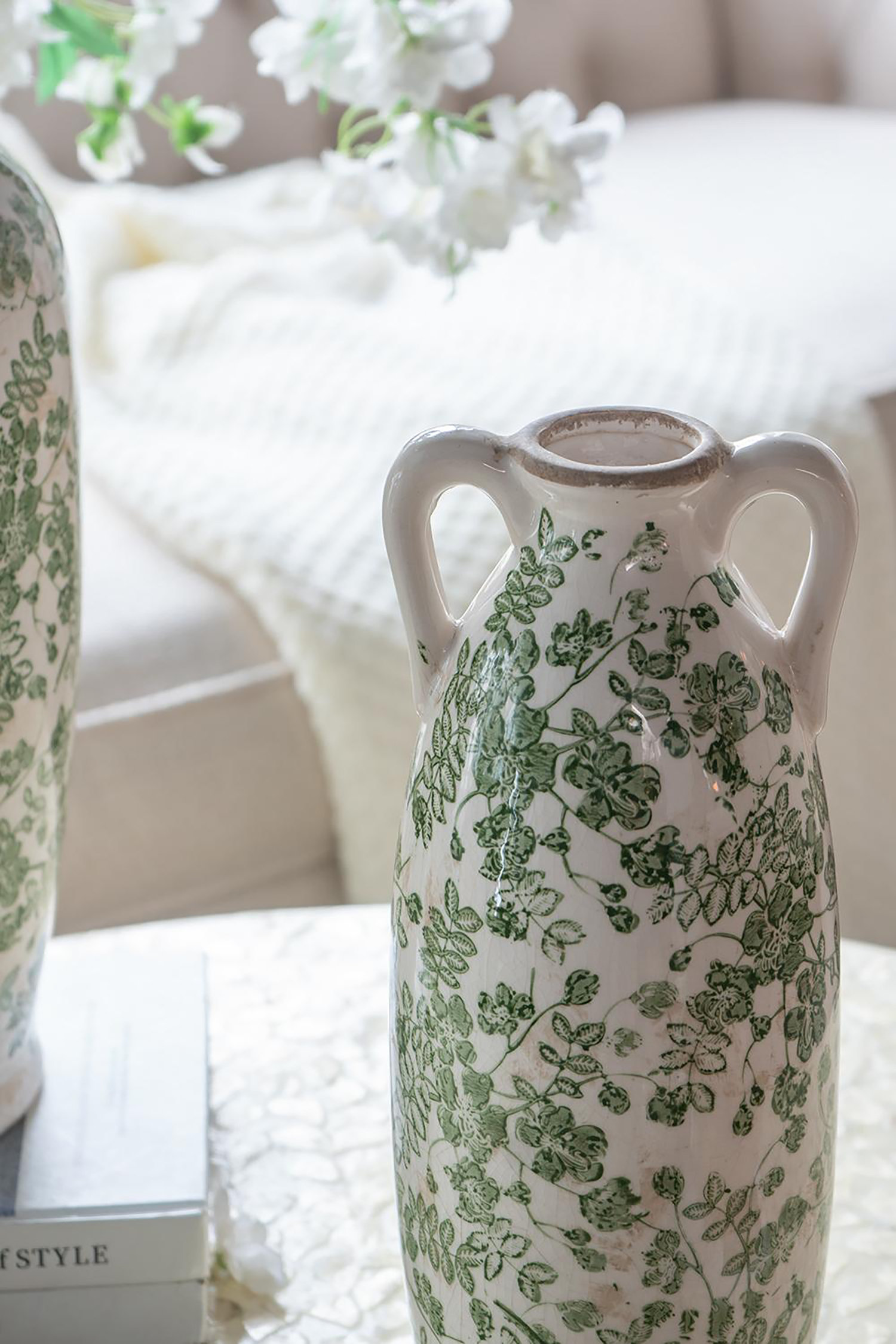Winston Porter Flower Vase - Green/White & Reviews - Wayfair Canada
