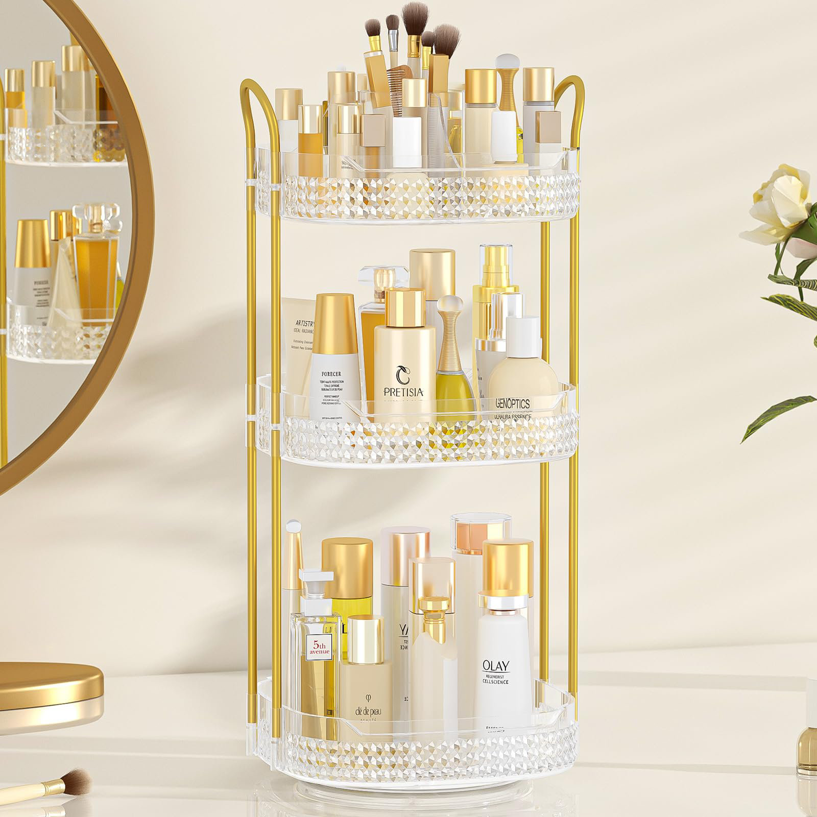 Mercer41 Rotating Makeup Organizer For Vanity 3 Tier, Perfume Organizer ...