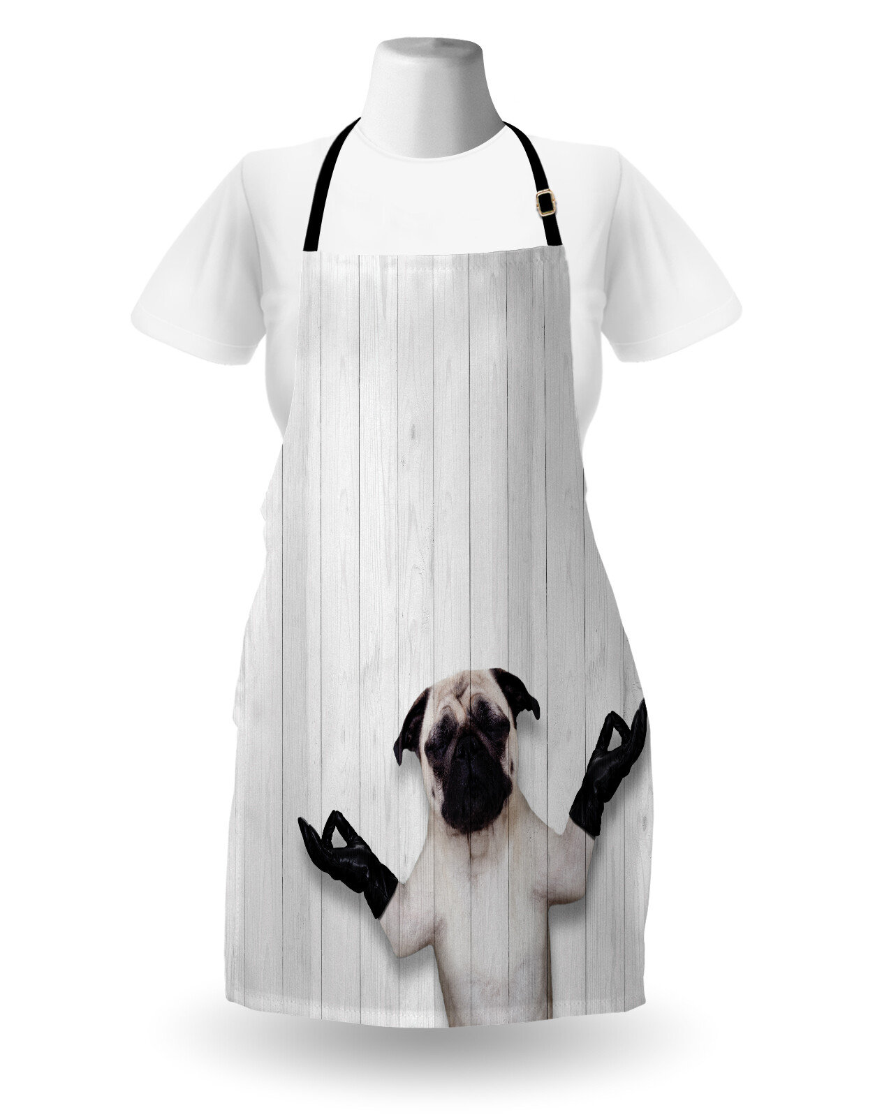 East Urban Home Animal Apron Unisex, Funny Pug Meditating, Adult Size ...