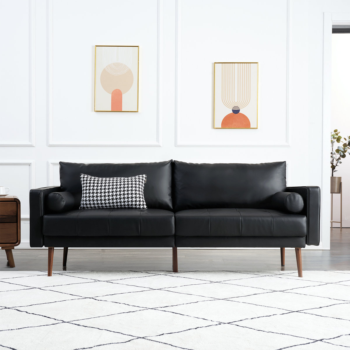 George Oliver 73" Faux Leather Square Arm Sofa | Wayfair