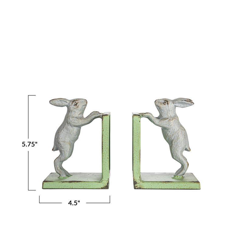 August Grove® Decorative 2-Tone Cast Metal Rabbit Bookends & Reviews ...