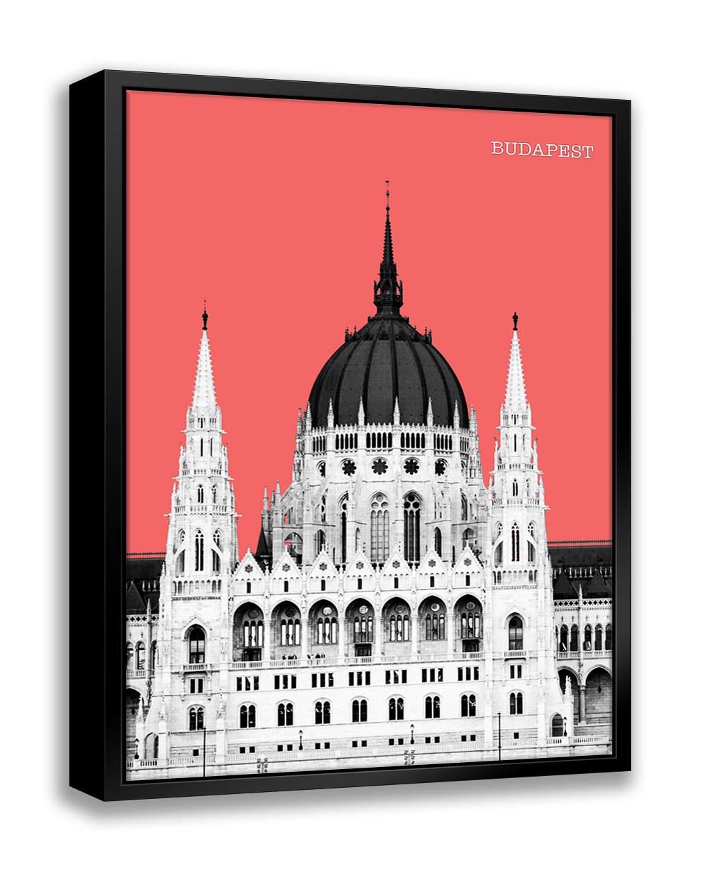 Latitude Run® Halftone Budapest Red-Giclee On Canvas With Float Frame ...