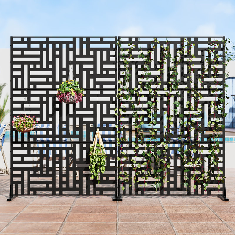 Dovelina Metal 72" x 47" Privacy Metal Screen Fence Panel | Wayfair