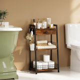 Ophelia & Co. Rustic Brown 3-Tier Ladder Shelf With Drawer ...