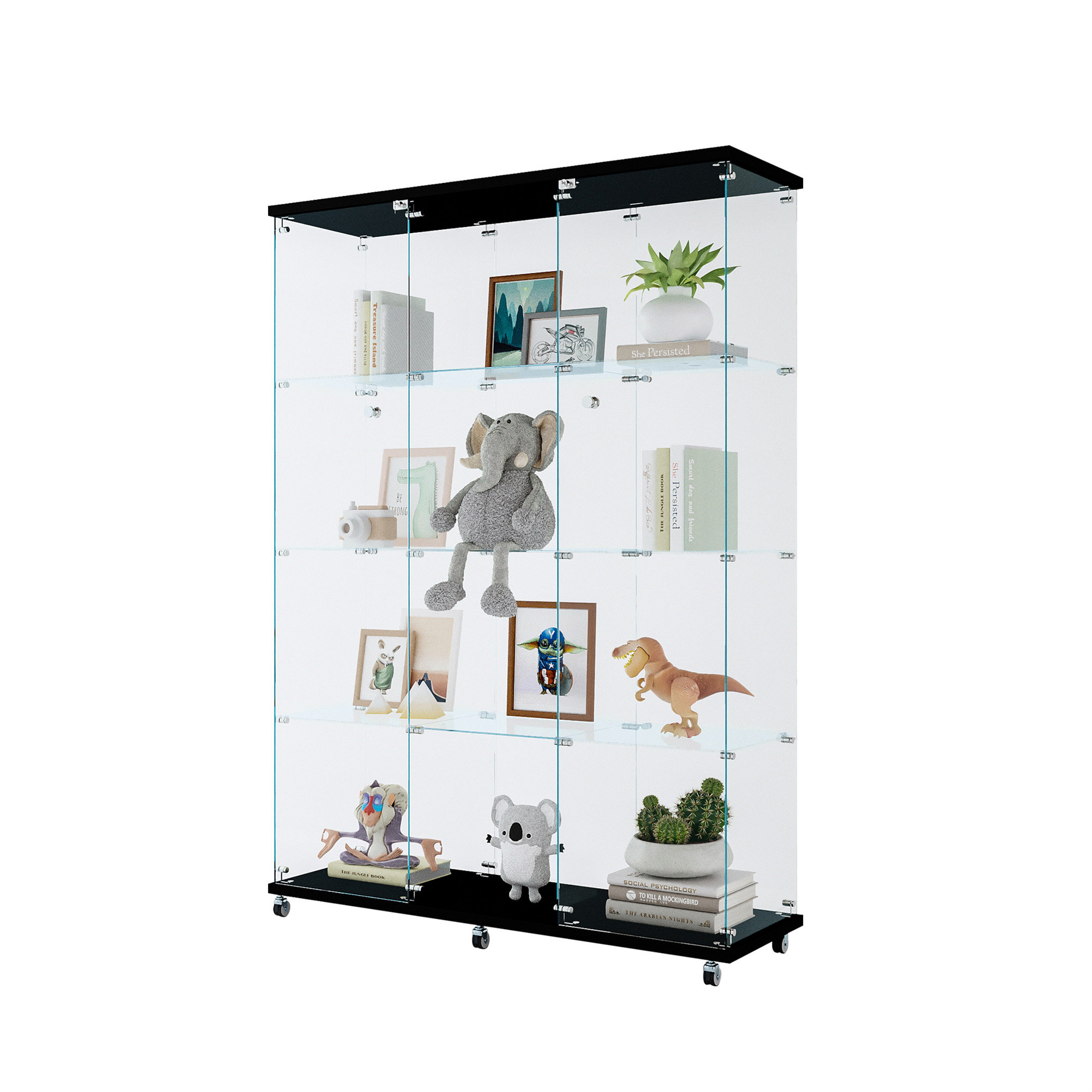 Latitude Run® Glass Display Cabinet With 4 Shelves Extra Large，Curio ...
