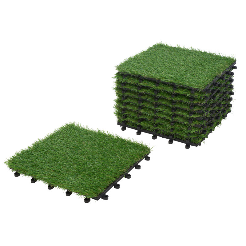 Safavieh Paju 12.4" W x 12.4" L Artificial Grass Turf Panels | Wayfair