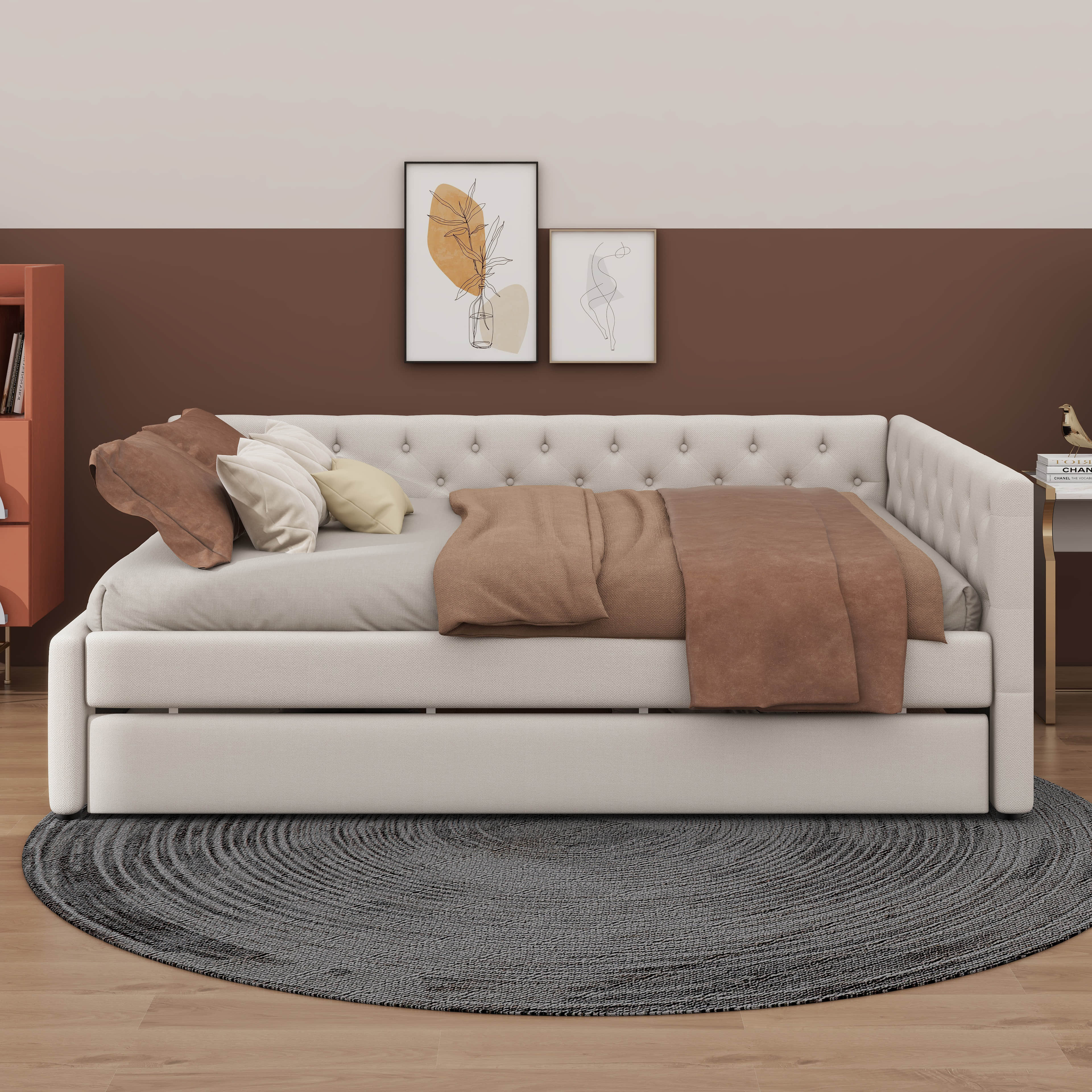 Mercer41 Roomy And Cozy Corner Bed Featuring A Hidden Pull-Out Guest ...