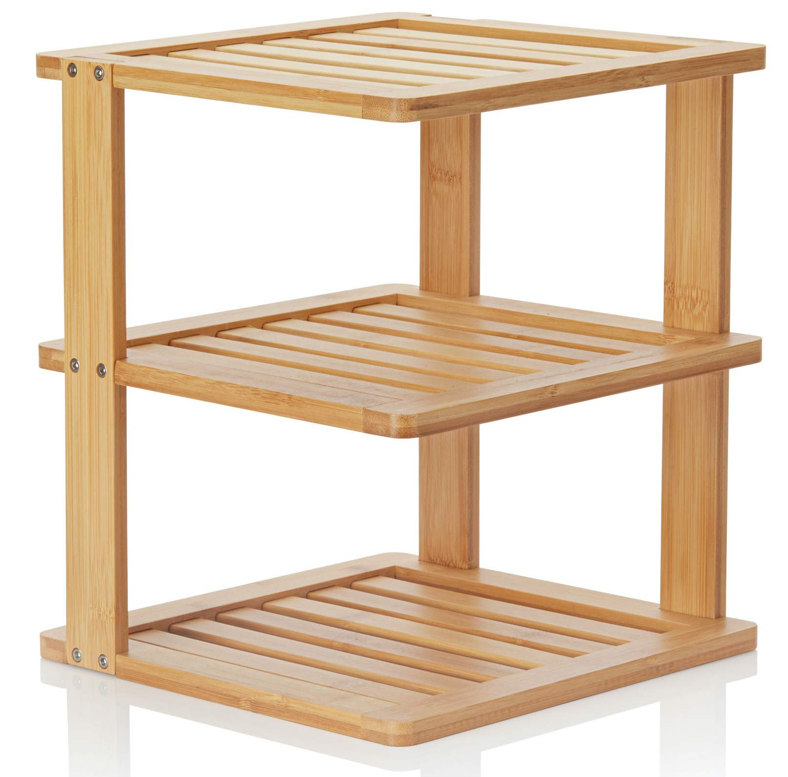 Rebrilliant Bamboo Corner Shelf - 3 Tier 10 X 10 Inch And 11.5 Inches ...
