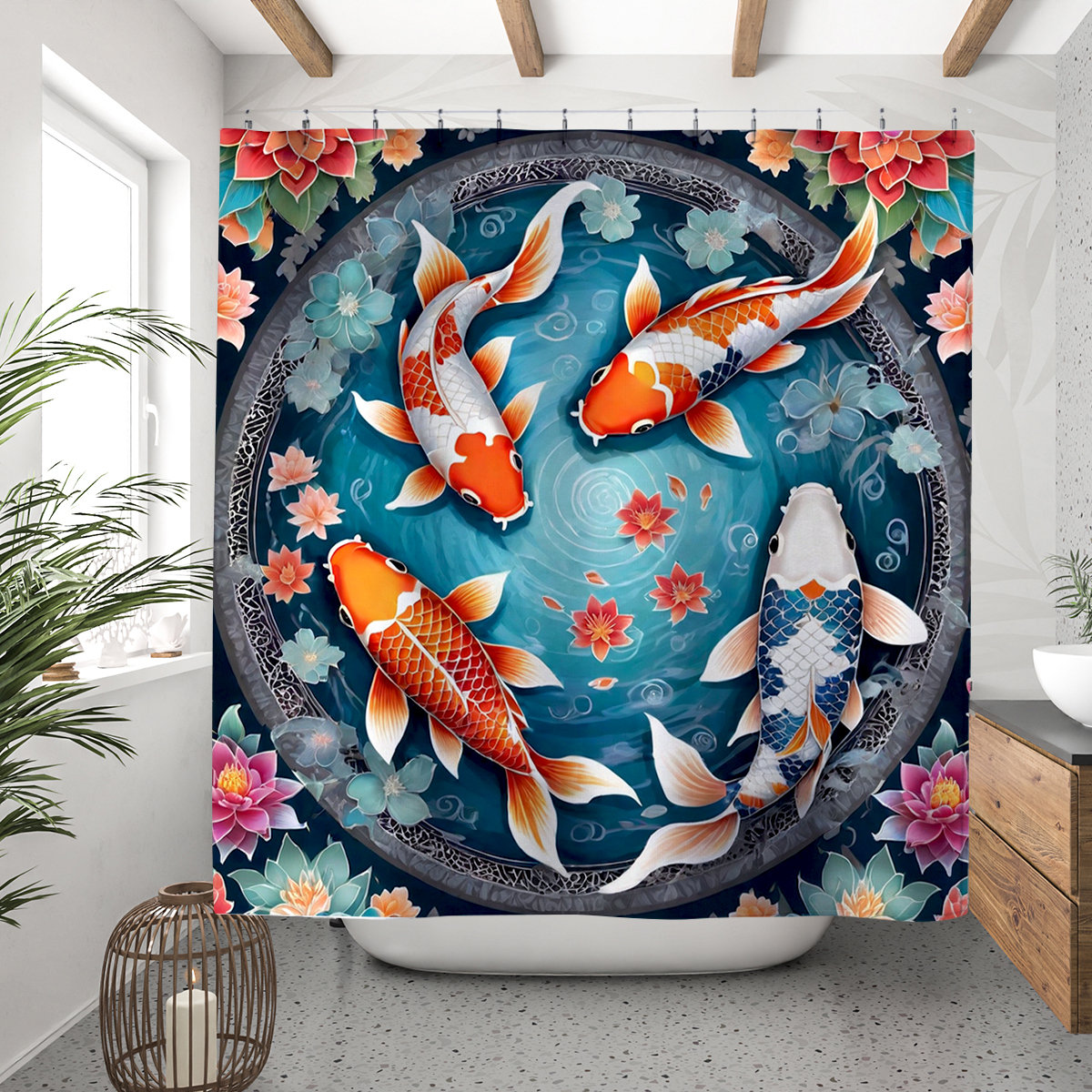ULLI HOME Exo Koi Fish Shower Curtain - Wayfair Canada