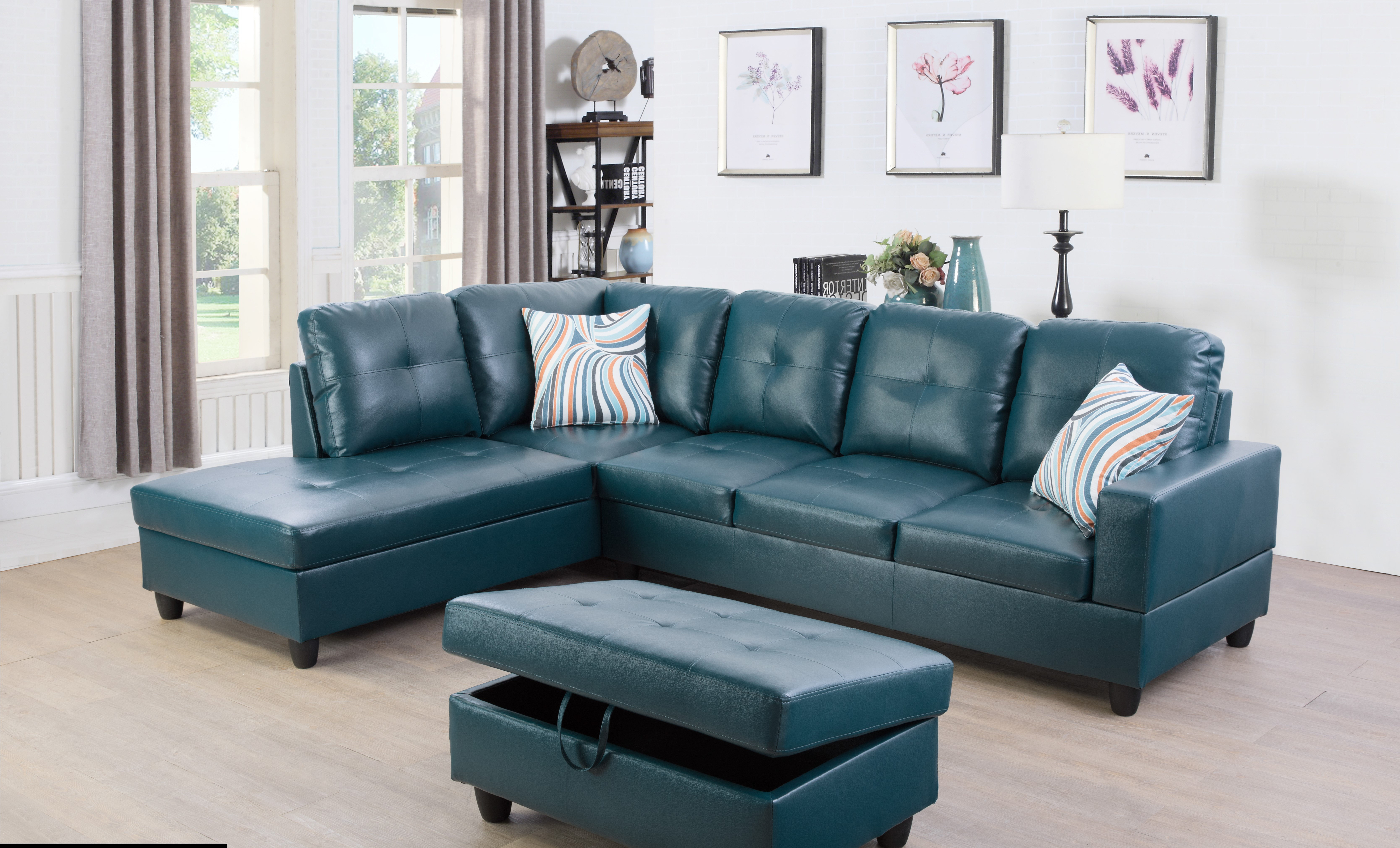 Latitude Run® 103.5'' Wide Faux Leather Left Hand Facing Sofa & Chaise ...