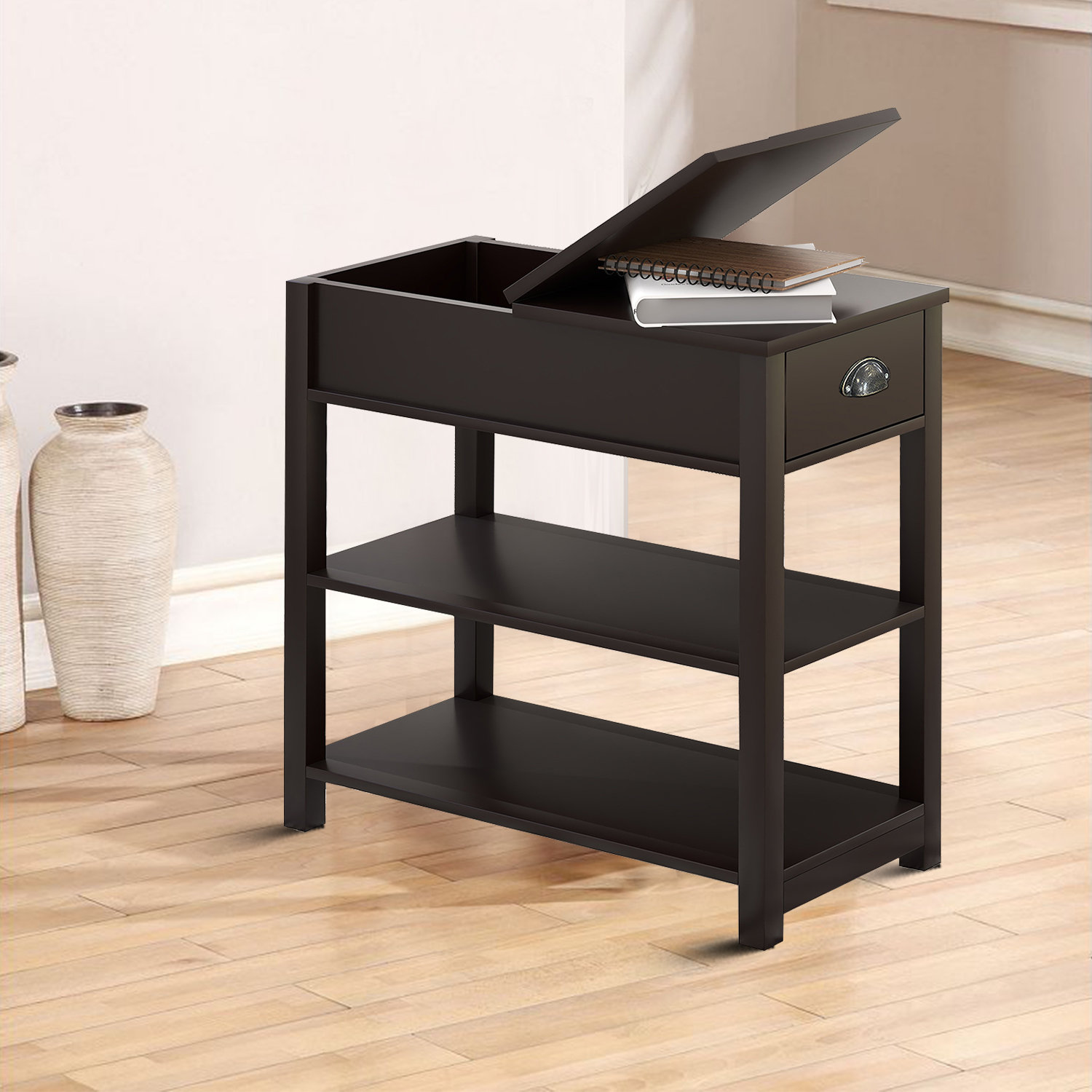 Red Barrel Studio® Elegant Style Sided Table with Flip Top, Drawer and ...