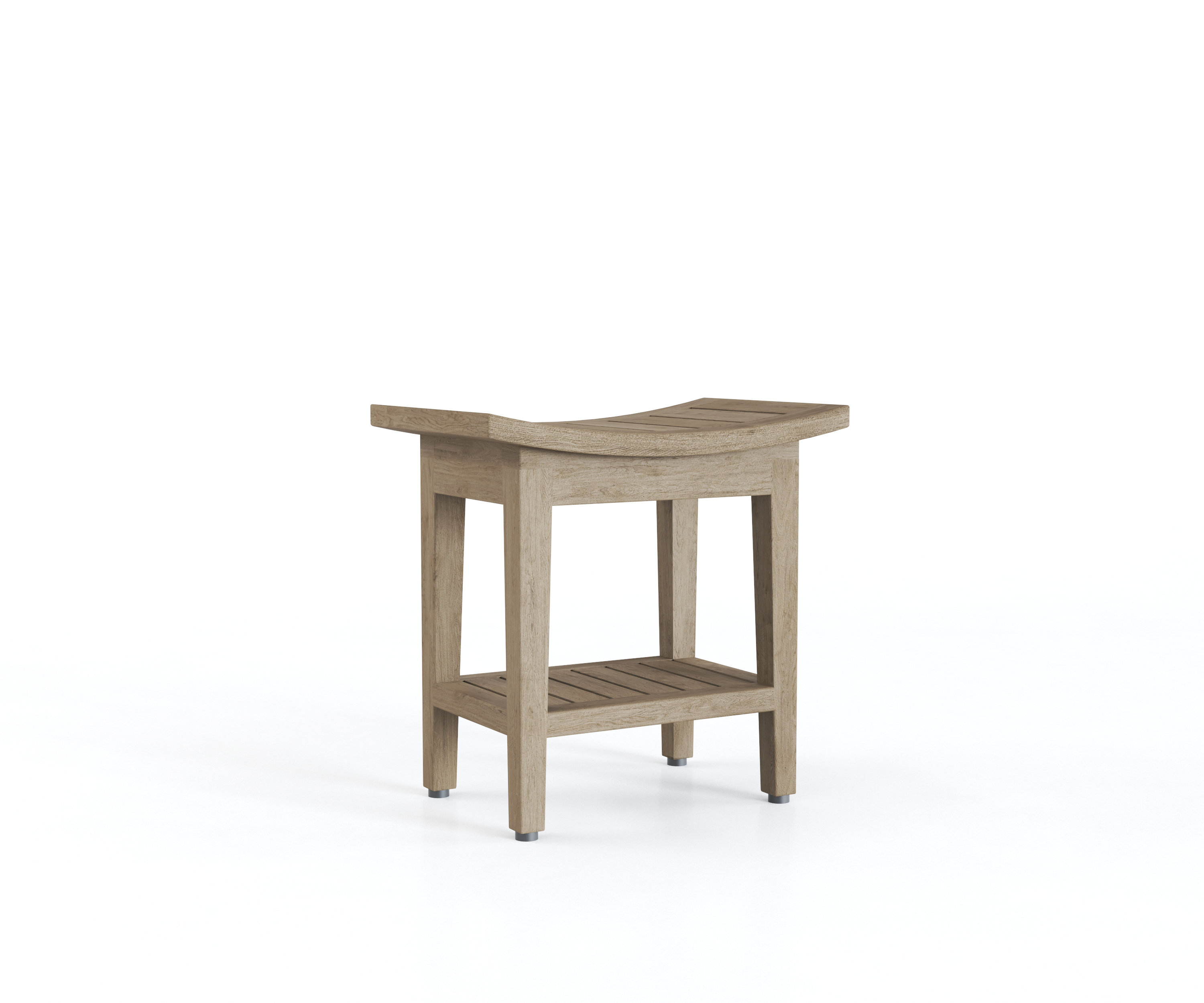 Aqua Teak 24" Maluku Mist-Shield Teak Shower Bench with Shelf | Wayfair