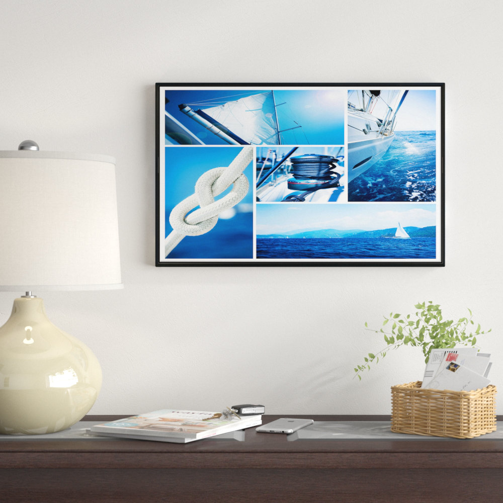 East Urban Home 'Sailing Yacht in Blue Sea Collage' Photographic Print ...