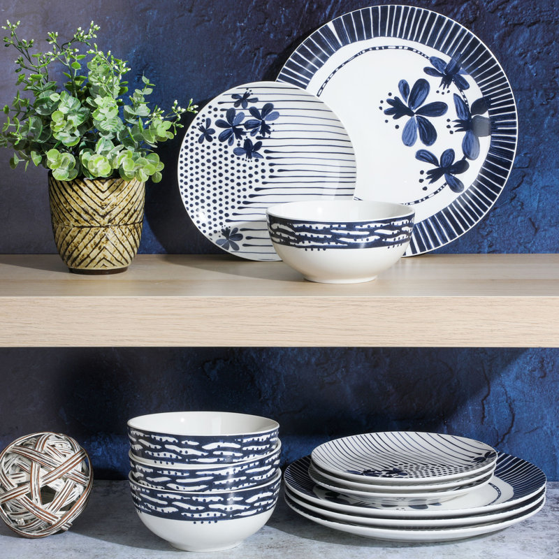 Gibson Home 12 Piece Ceramic Dinnerware Set | Wayfair