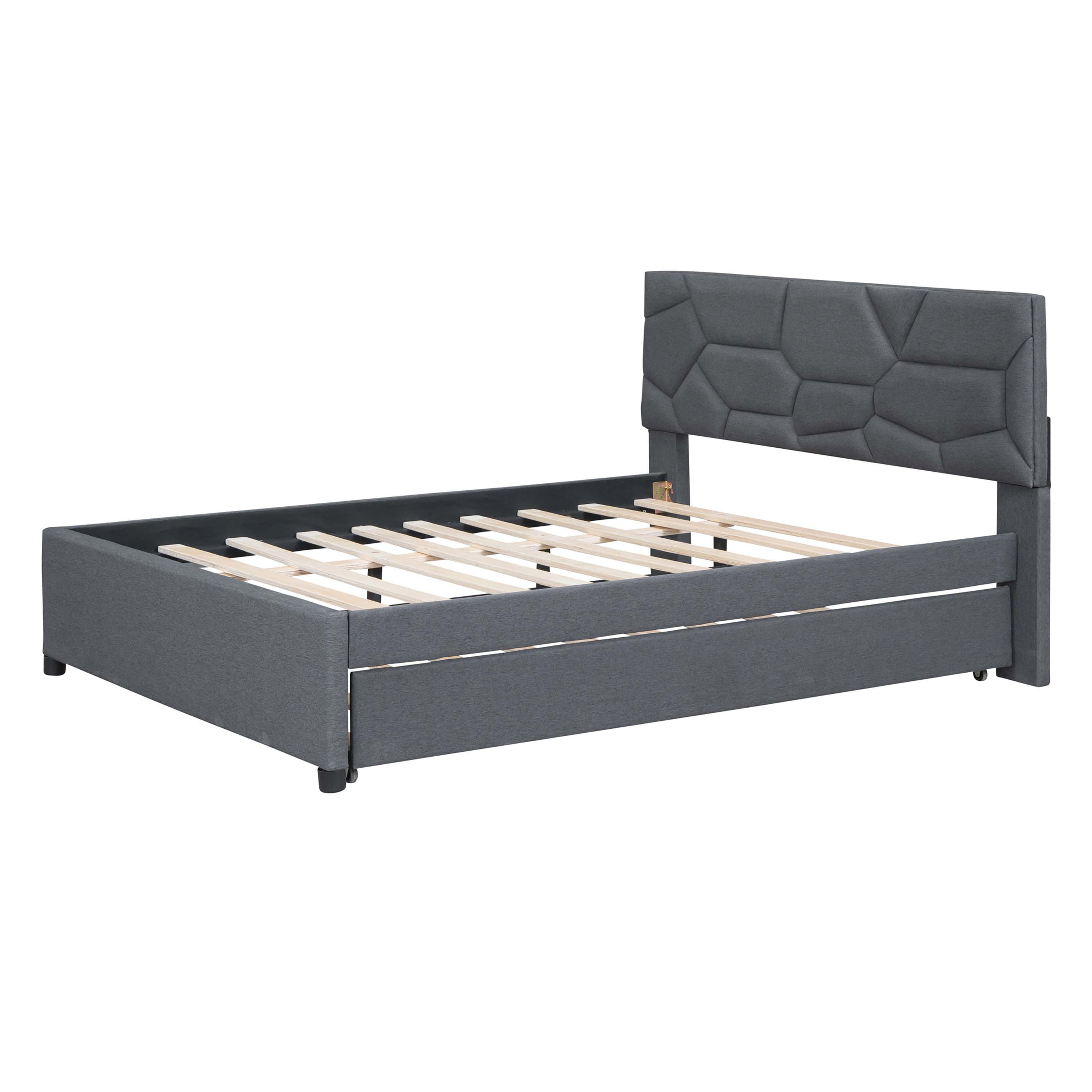Latitude Run® Full Size Upholstered Platform Bed with Headboard and ...