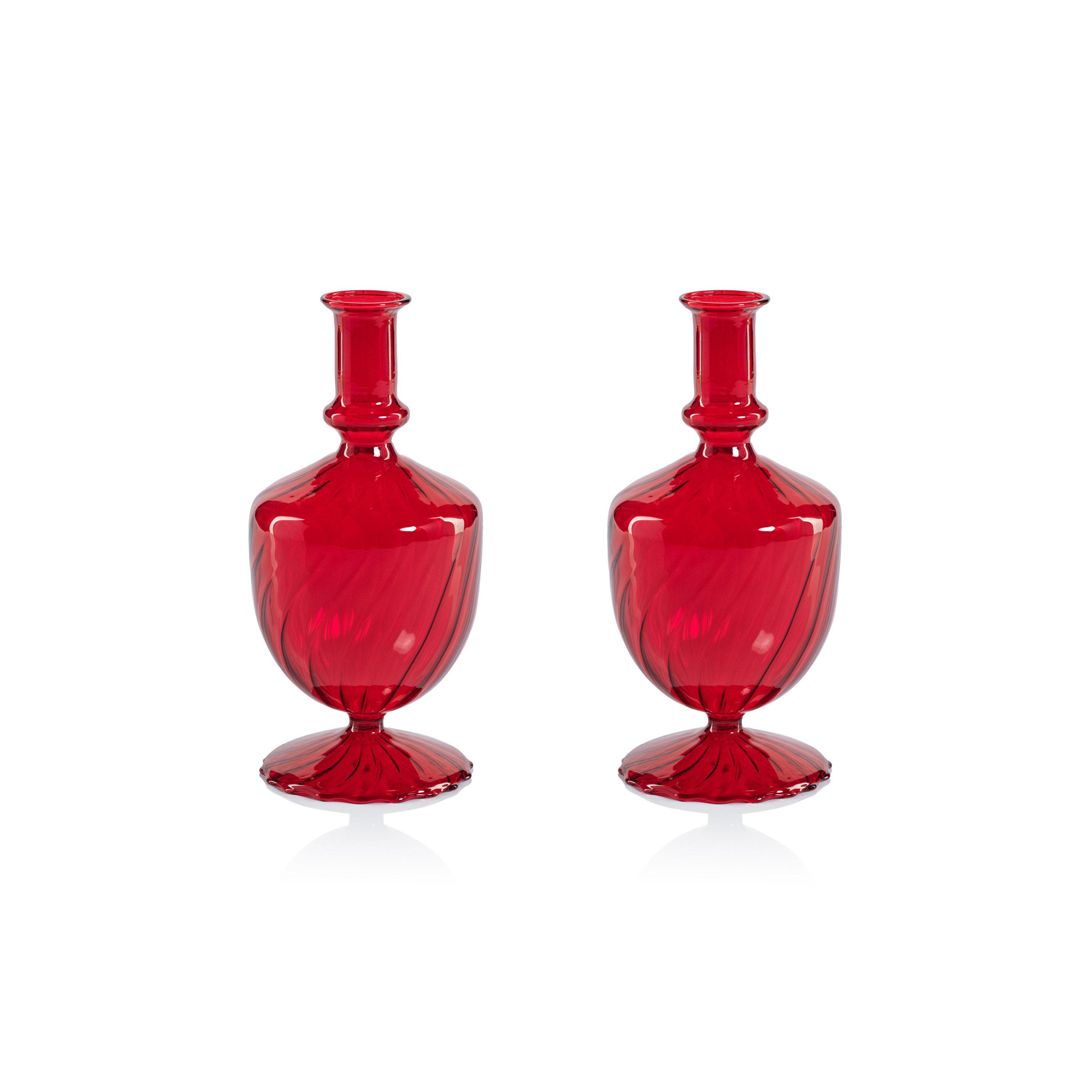Winston Porter Trinida Vellum 2-Piece Set Spiral Glass Vases, Urn Shape ...