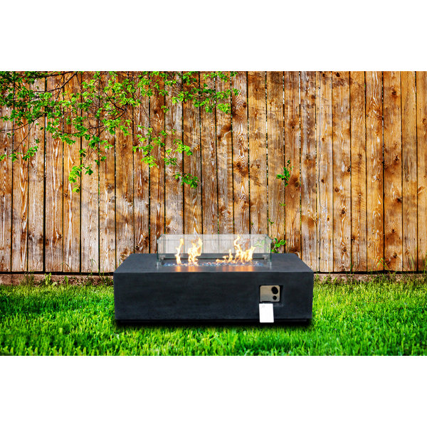 Latitude Run® 52 Inch Outdoor Concrete Propane Gas Rectangle Fire Pit ...