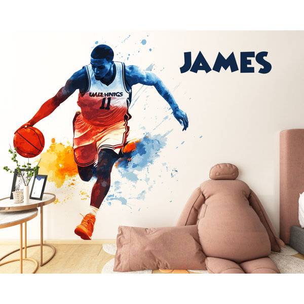 Latitude Run® Basketball Dribble Wall Decal – Personalized Name Vinyl ...