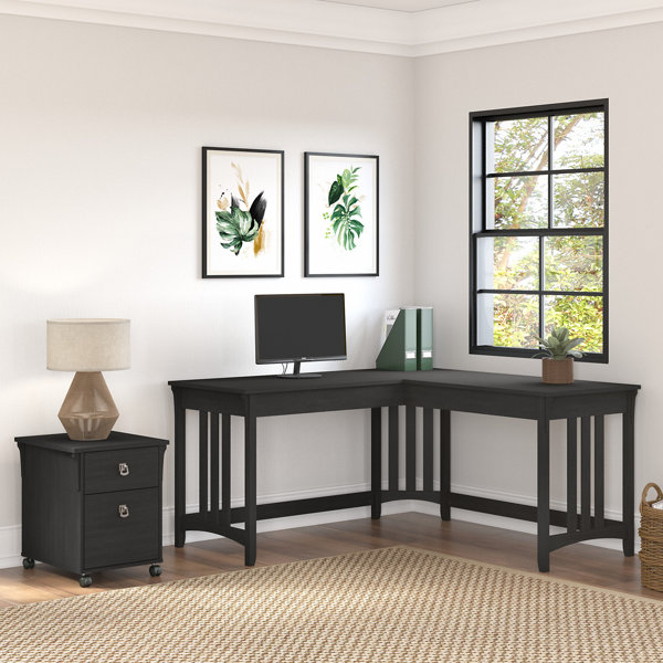 Bush Furniture Salinas 2 L-Shaped Writing Desk Office Set & Reviews ...