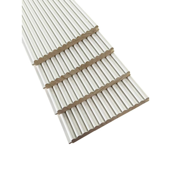 e-Joy 106" X 5.2" Fluted Semi-circle Wood Shiplap Wood Wall Paneling ...