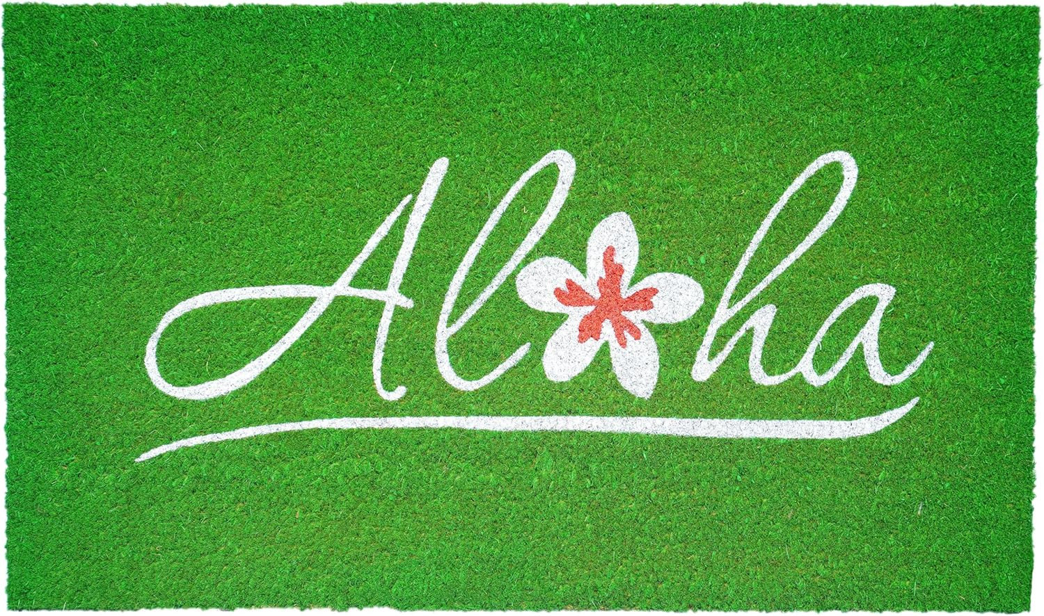 HomeRoots 17" X 29" White Aloha Outdoor Coir Door Mat | Wayfair