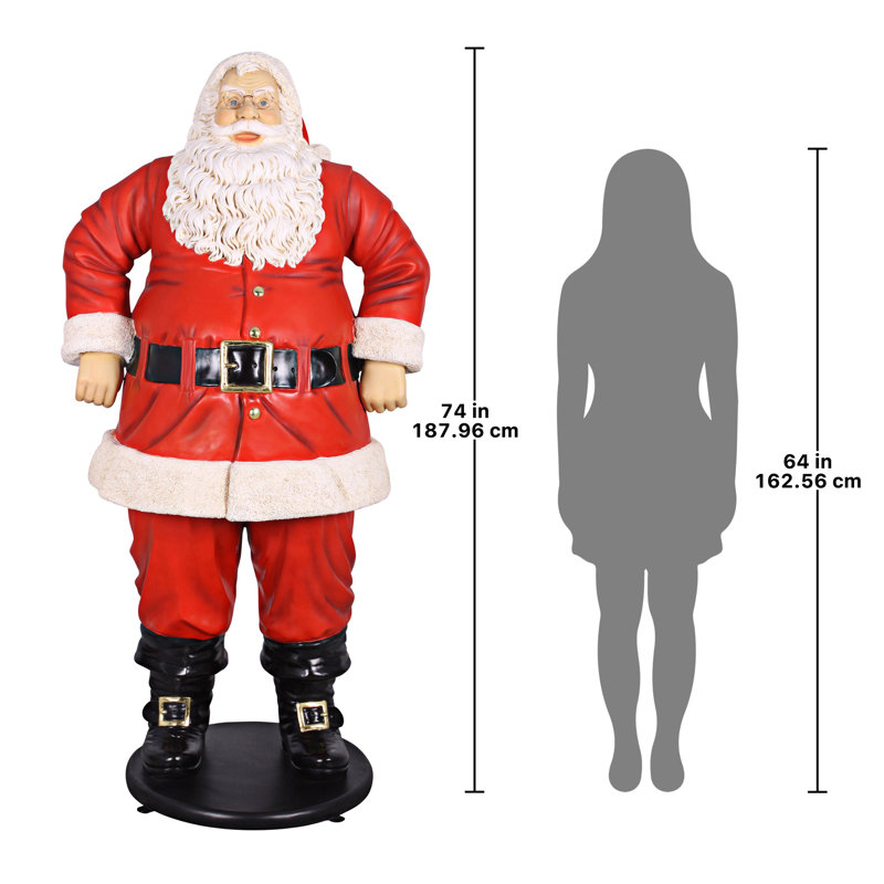 The Holiday Aisle® Jolly Santa Claus Life-Size Statue | Wayfair