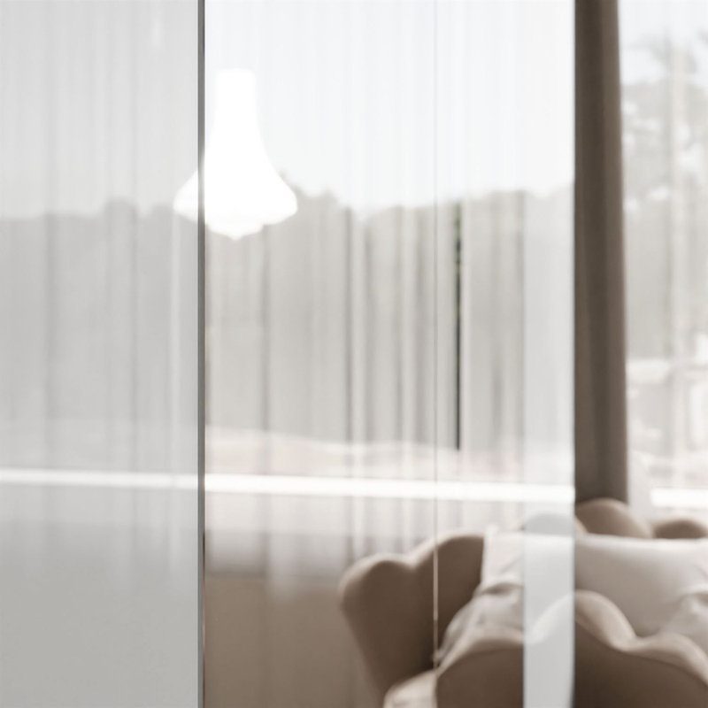 Brayden Studio AURORA 4D white gloss Wardrobe with mirror, Push-to-Open ...