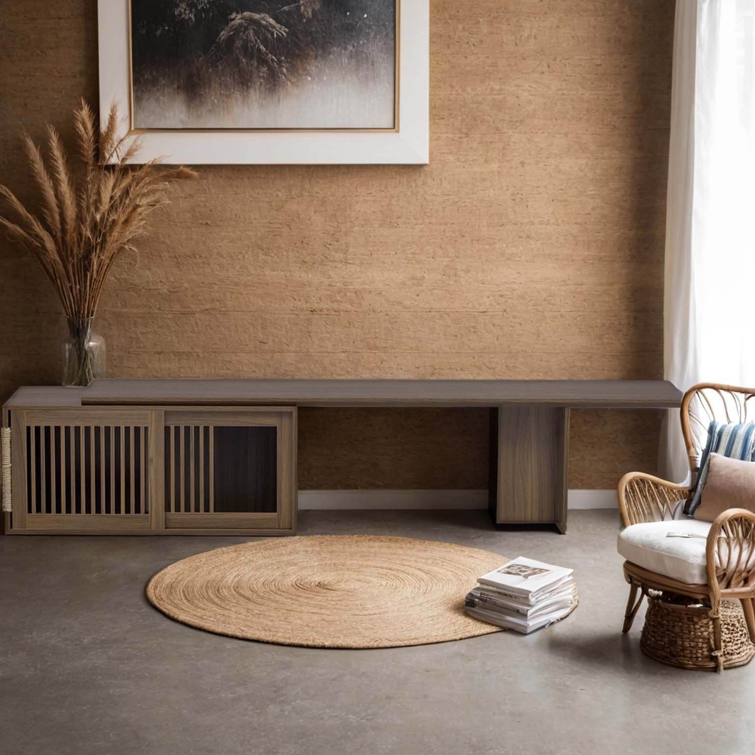 Lark Manor™ Mid-Century Morden Walnut Tv Stand With Extendable table ...